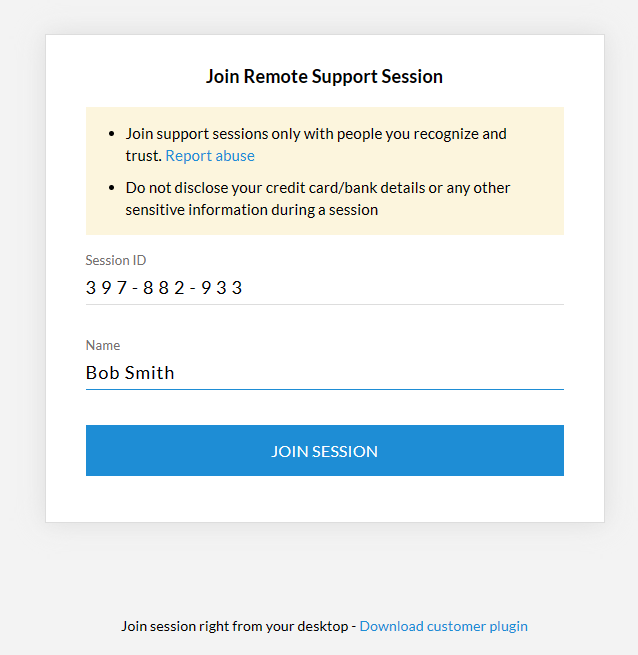 Connecting to a Remote Assistance Session